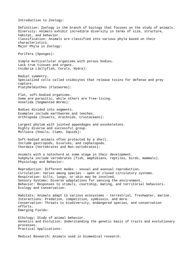 Overview of Zoology and Animal Diversity | PDF