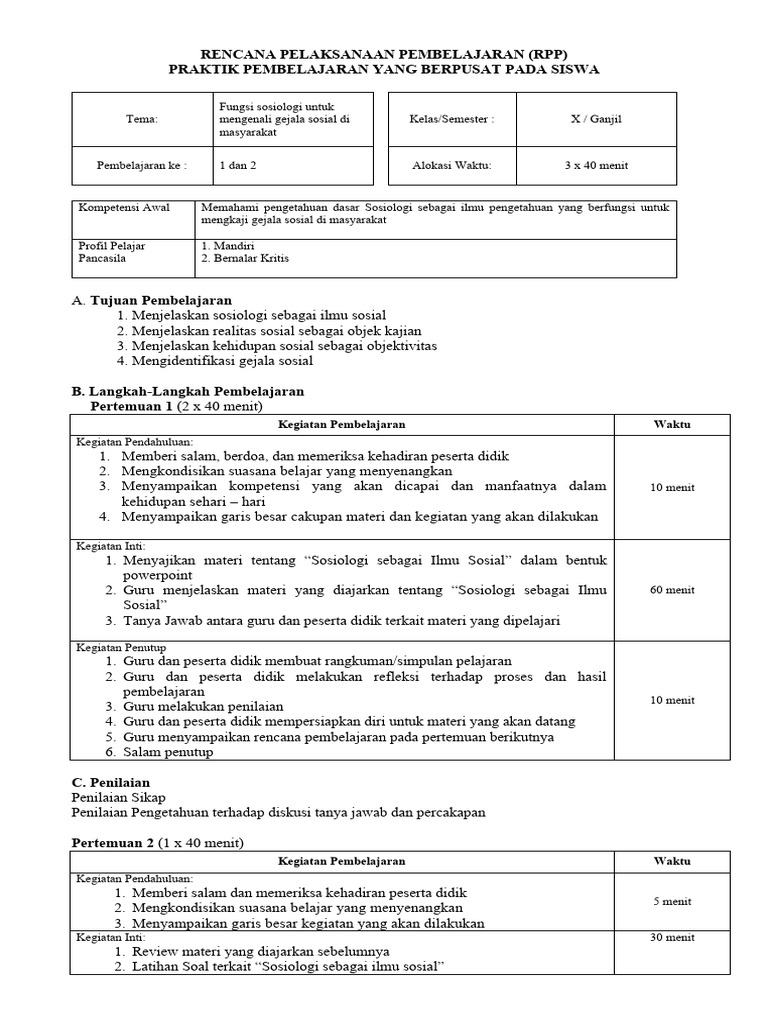 RPP Sederhana Sos | PDF | Karier & Perkembangan