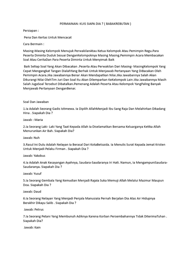 Permainan Games Alkitab | PDF