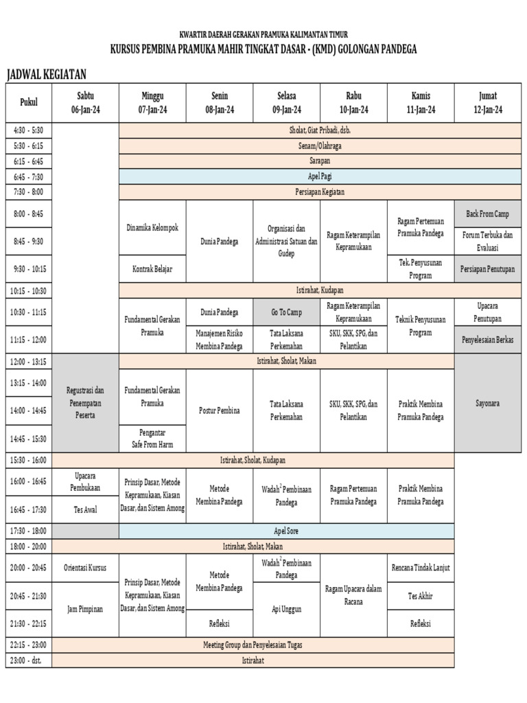 Jadwal KMD Pandega 2024 | PDF
