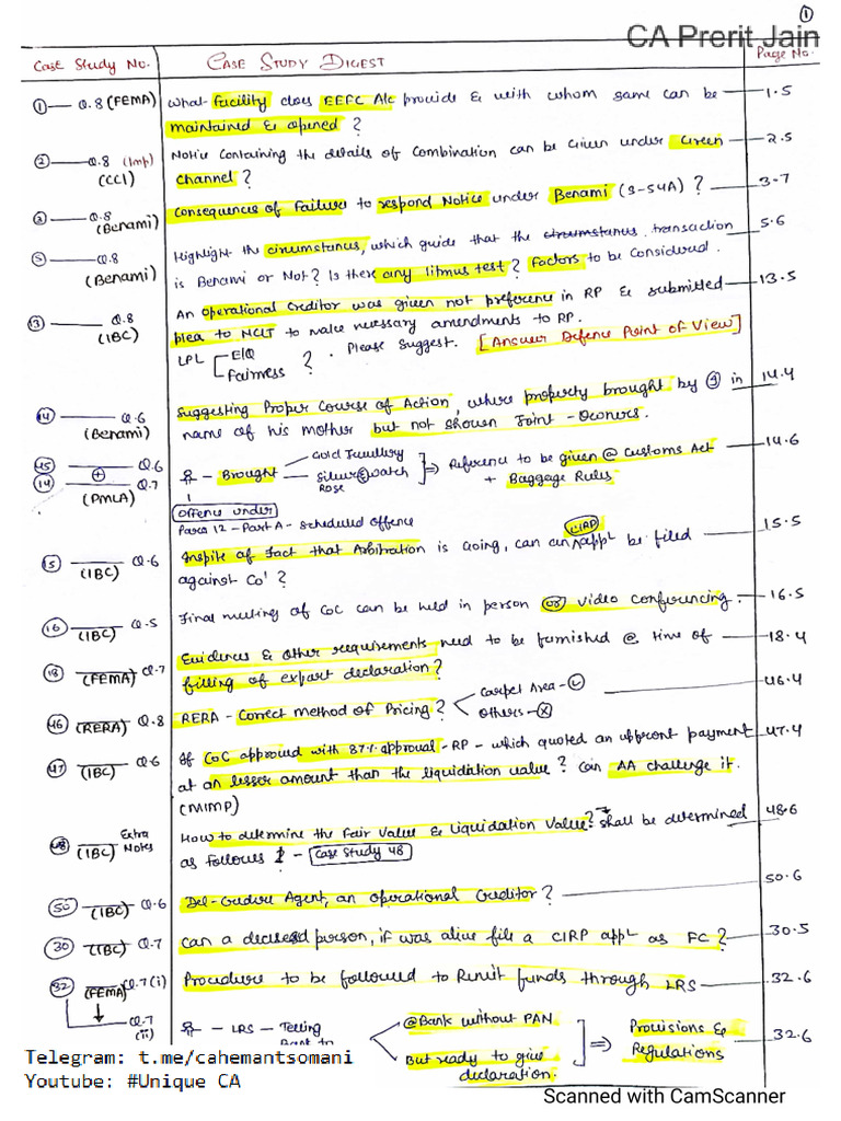 List of Important Questions - Case Study Digest | PDF