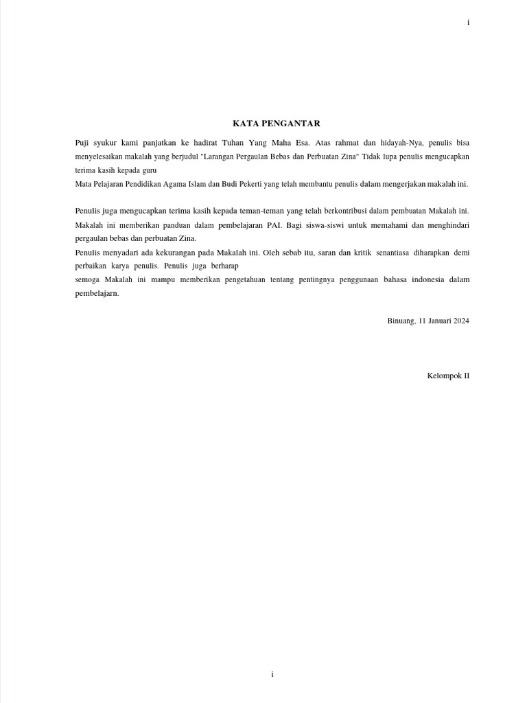 PDF Makalah Larangan Pergaulan Bebas Dan Perbuatan Zina - Compress | PDF