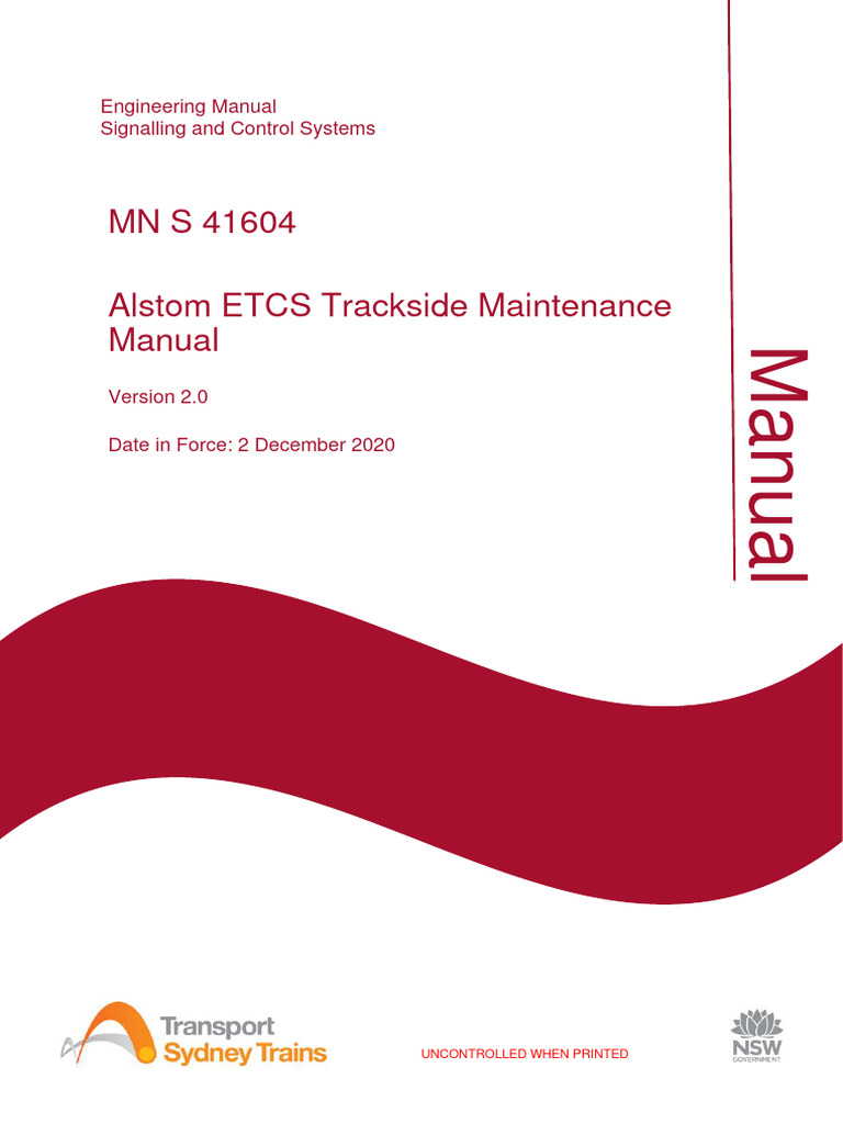 MN S 41604 V2.0 Alstom ETCS Trackside Maintenance Manual | PDF | Rail ...