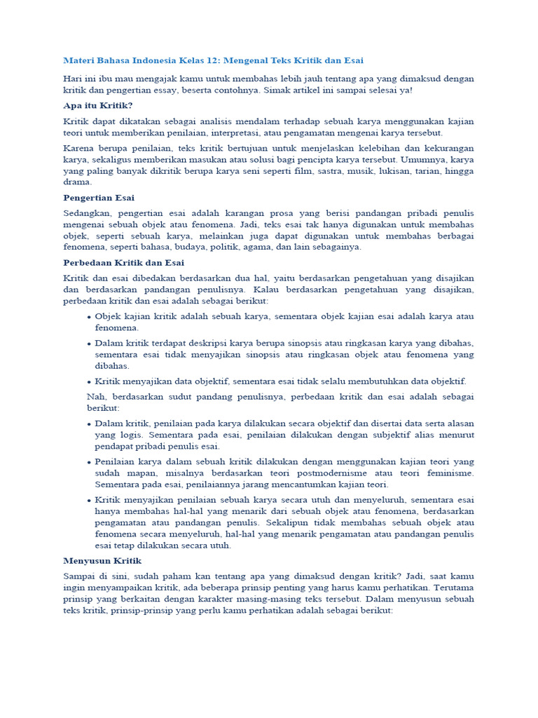 Kritik Dan Esai-1 | PDF