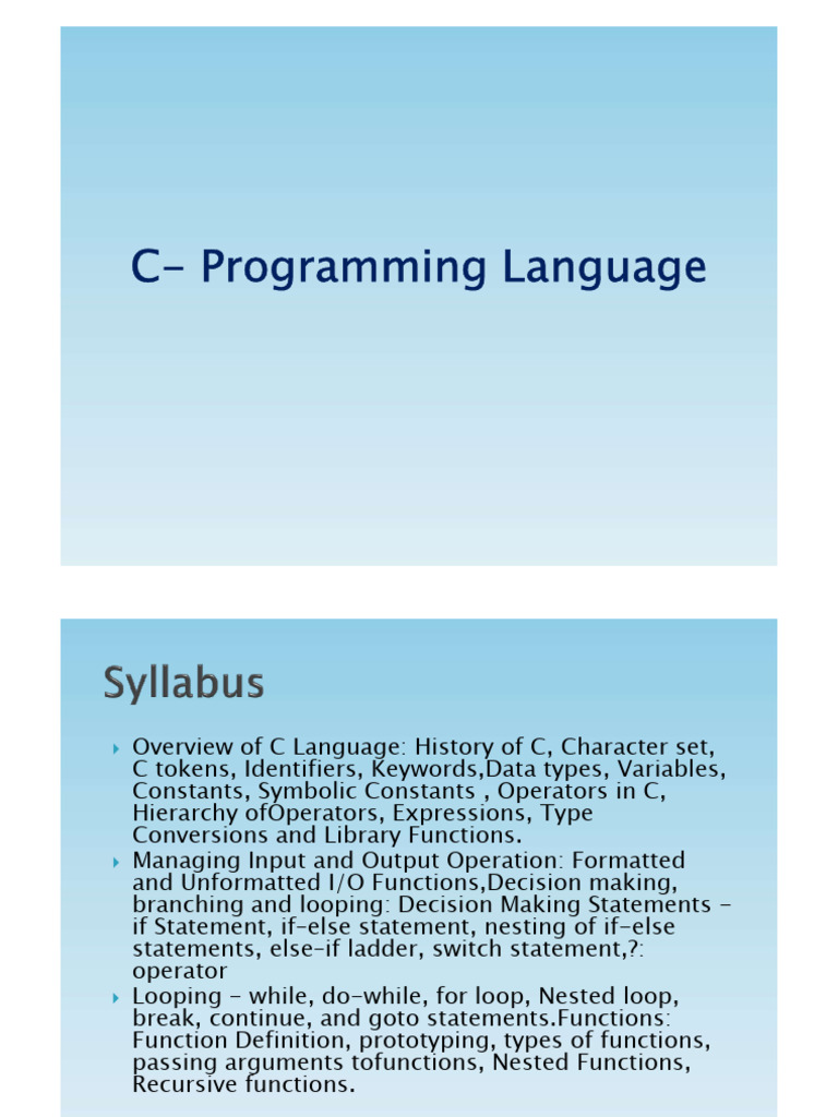 Microsoft PowerPoint - C Language | PDF | Computer Programming ...