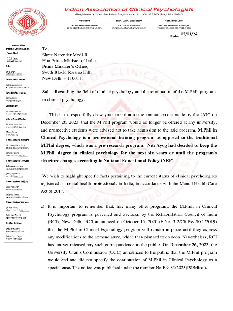 Request Letter To PMO | PDF | Clinical Psychology | Psychology