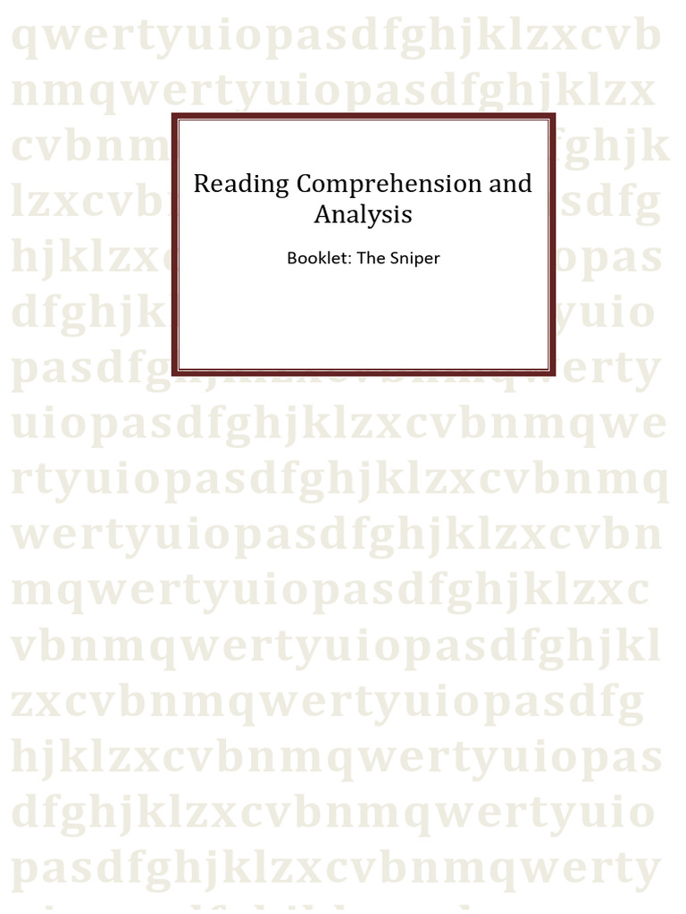 The Sniper Short Story Comprehension Booklet | PDF
