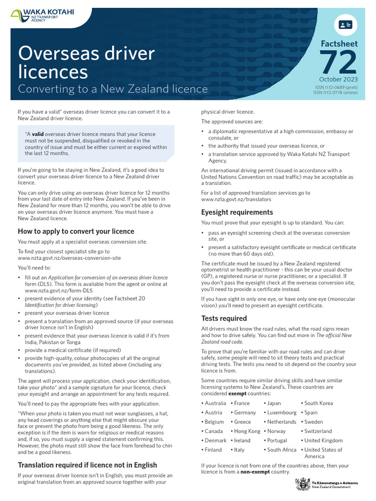 Converting Overseas Licences in NZ | PDF | Driver's License | Transport