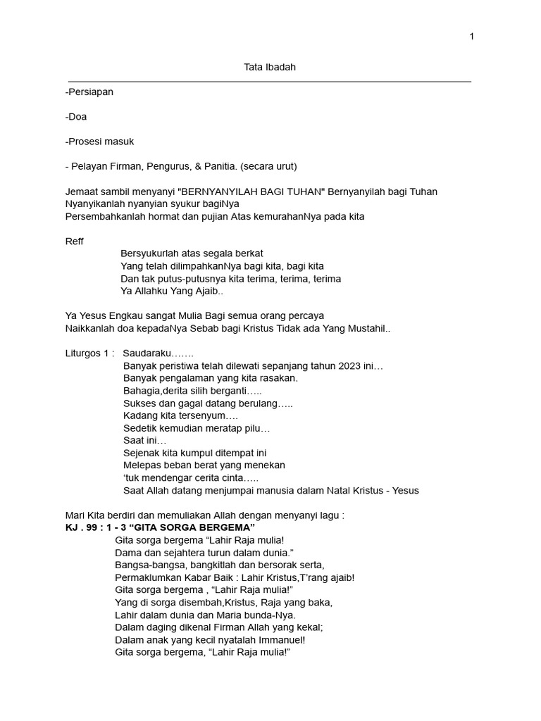 Tata Ibadah - GPIB Sion 2023 | PDF