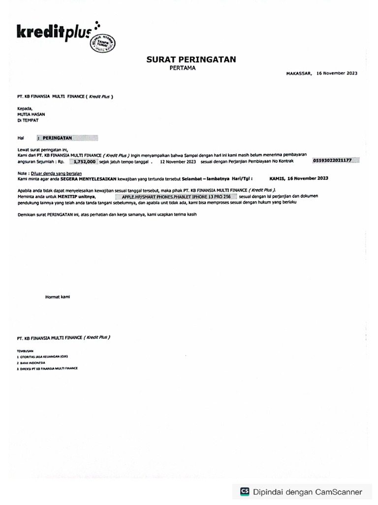 Surat Peringatan Pertama Mutia Hasan | PDF