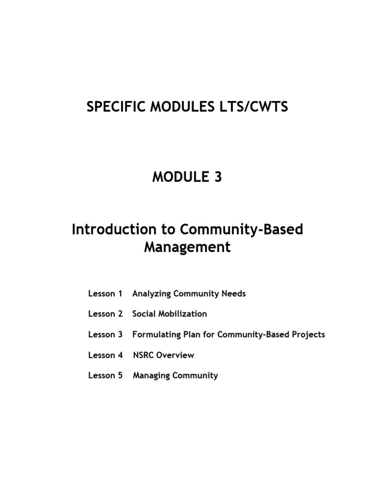 CWTS LTS Specific Module 3 Introduction To Community Based Management 2 | Download Free PDF ...