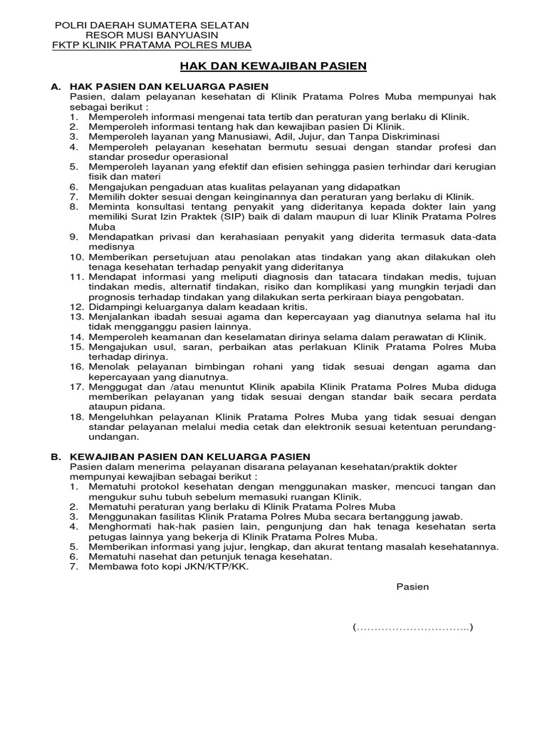 Ep 3. Form Hak Dan Kewajiban Pasien | PDF | Pengembangan Diri