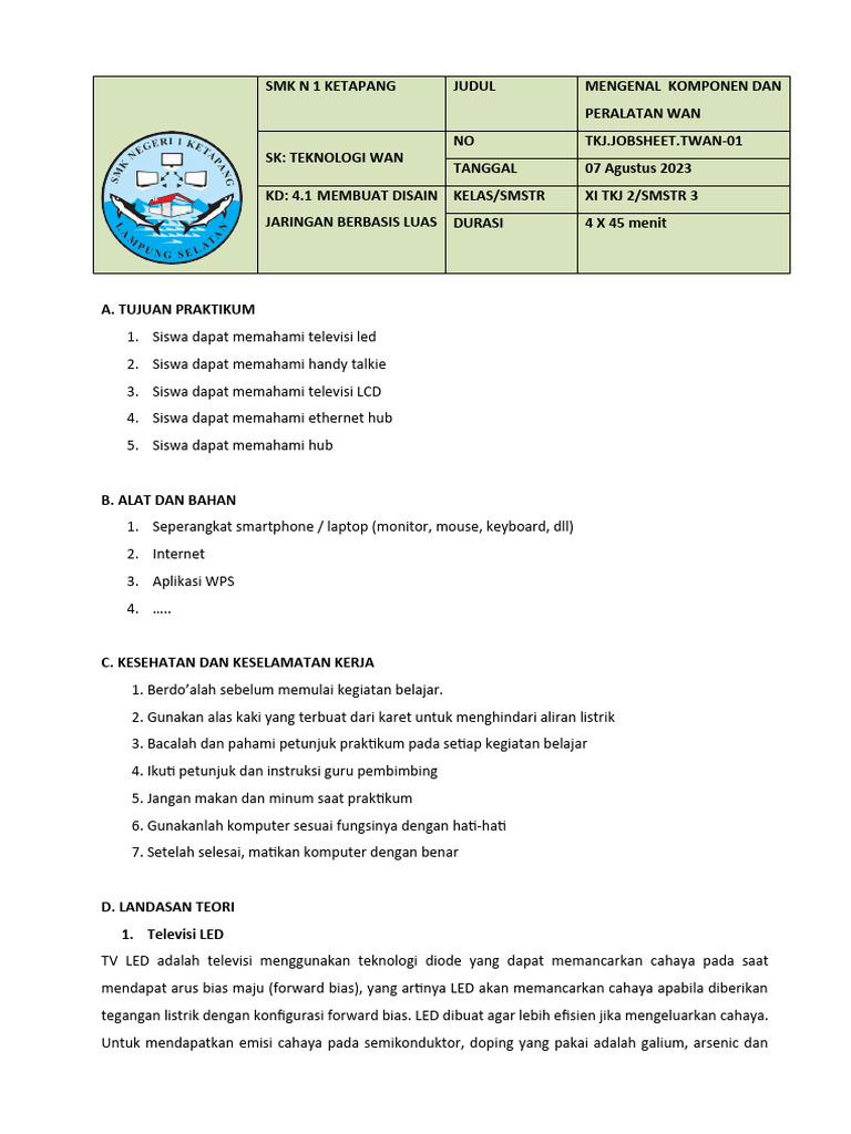 Kelompok 02-Mengenal Komponen & Peralatan WAN-TJBL | PDF