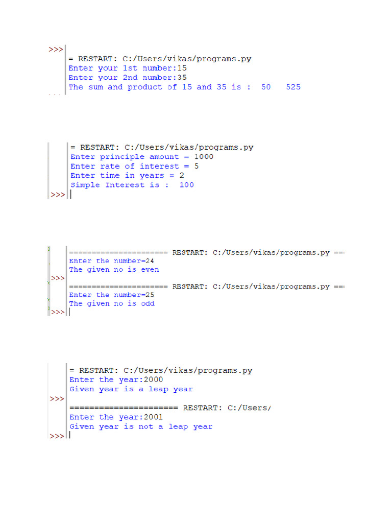Python Programs Output | PDF