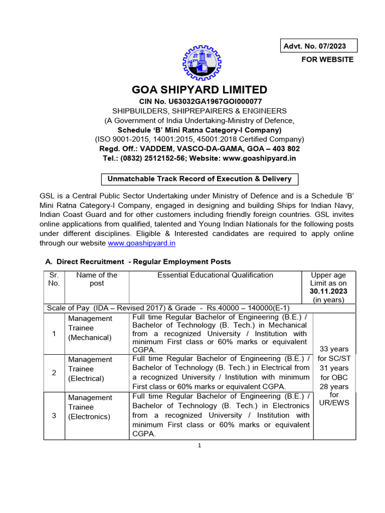 Advt. No. 07 2023 | PDF | Payments | Business Advt. No. 07 2023 | PDF | Payments | Business