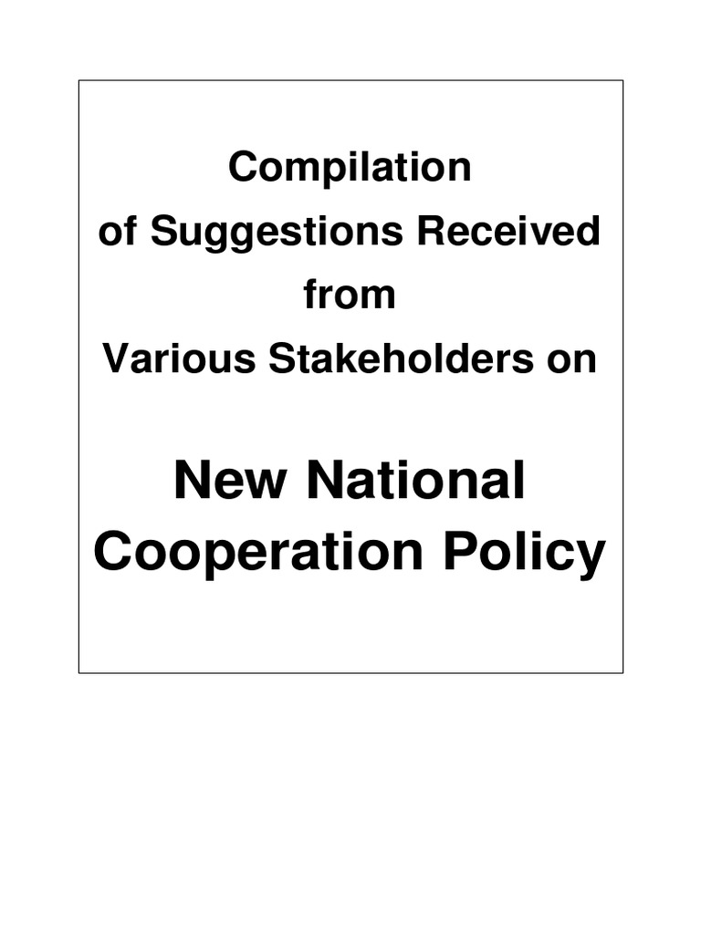 Compilation of Suggestions Received So Far | PDF | Cooperative | Economies