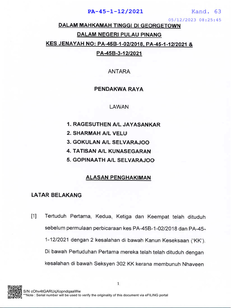 Alasan Penghakiman Ragesuthen & 4 Ors. +@001 | PDF | Lexicology | Data ...
