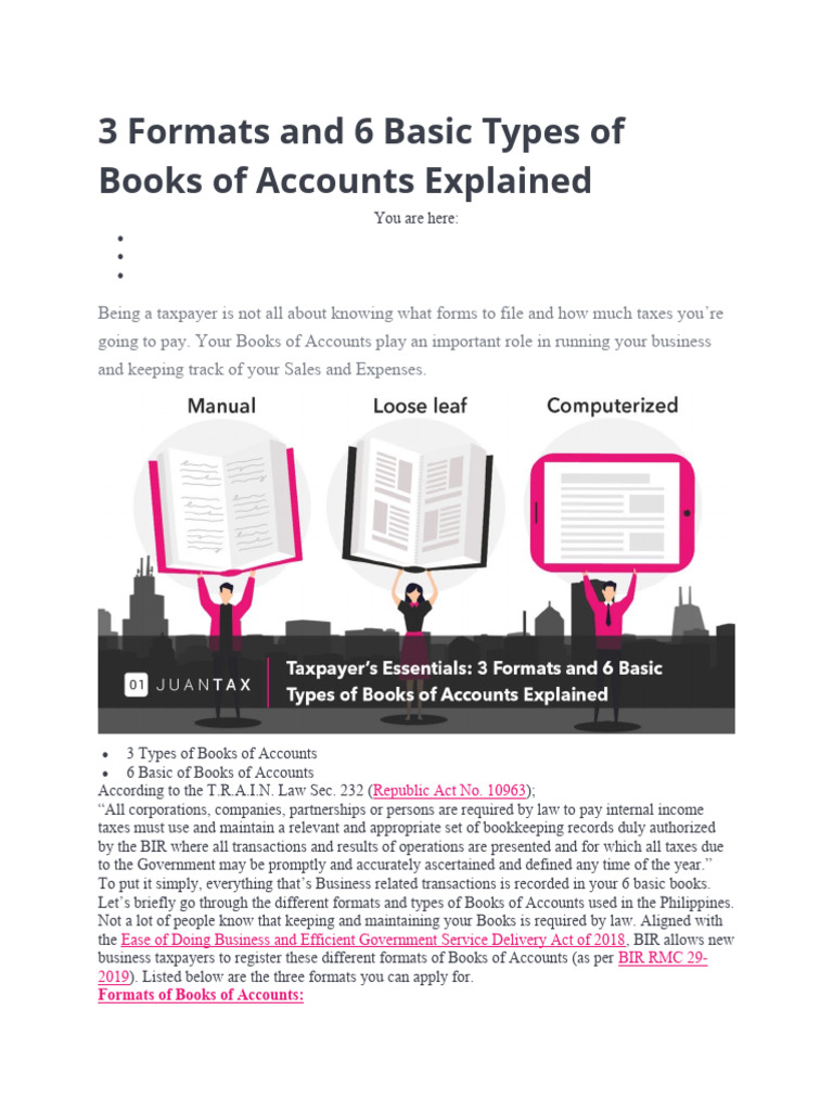 Formats and Types of BIR Accounts | PDF | Bookkeeping | Service Industries