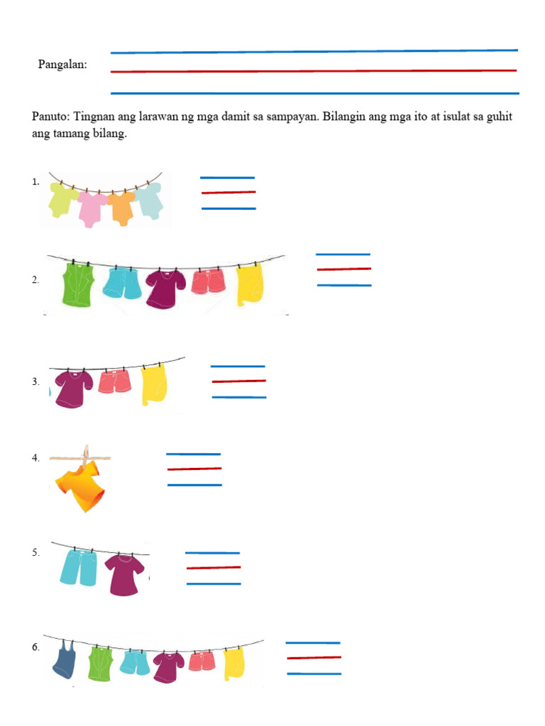 Week 16- Number Clothesline-worksheet | PDF