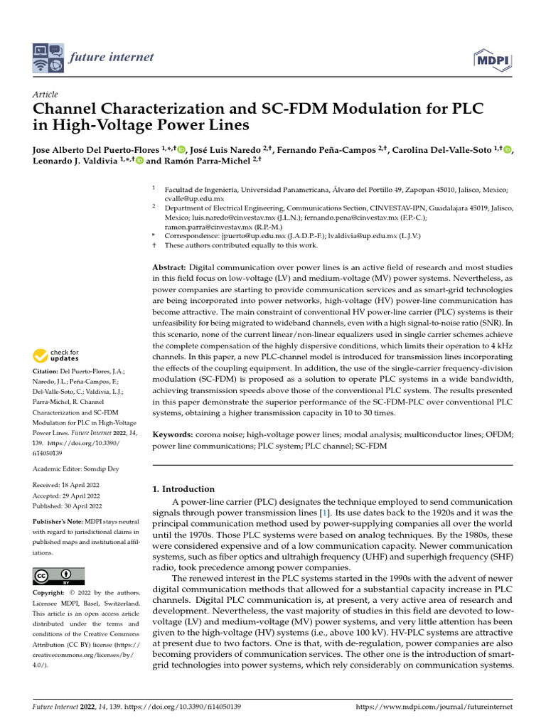 Channel Characterization and SC-FDM Modulation For PLC in High-Voltage Power Lines | PDF ...
