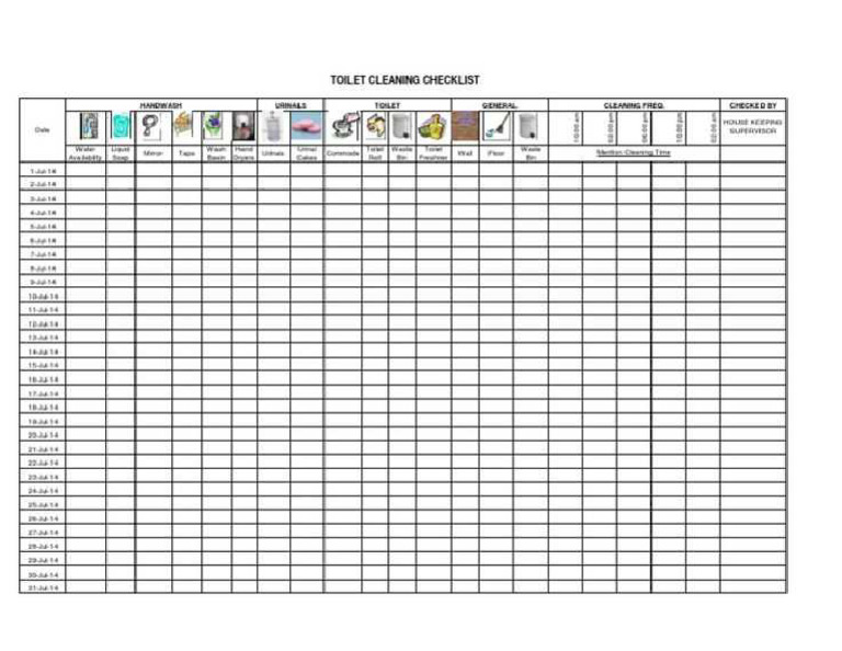 Toilet Cleaning Checklist | PDF