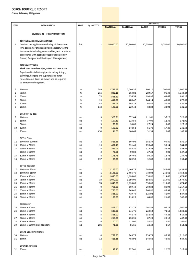 Mechl BOQ Main Building - Done | Download Free PDF | Lighting ...