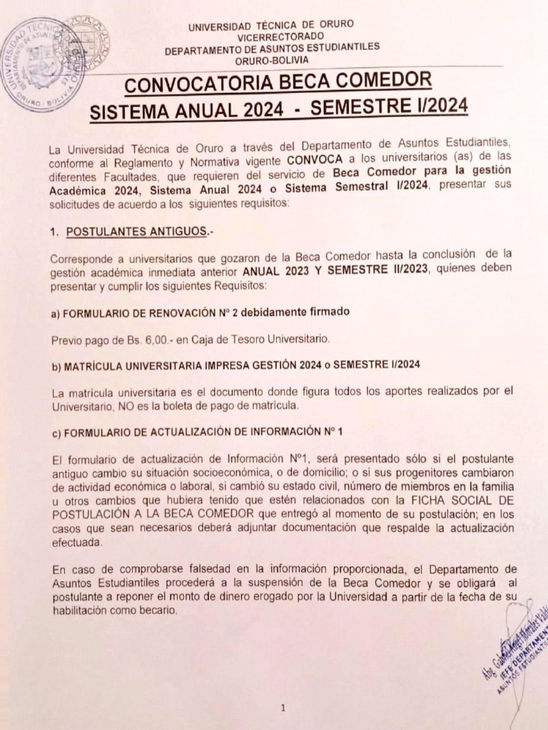 Convocatoria Beca Comedor 2024 | PDF | Divorcio