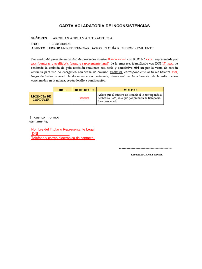 MODELO DE CARTA ACLARATORIA | PDF MODELO DE CARTA ACLARATORIA | PDF