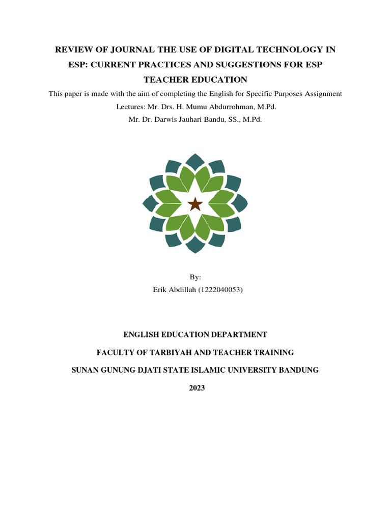 Review Journal ESP: THE USE OF DIGITAL TECHNOLOGY IN ESP: CURRENT PRACTICES AND SUGGESTIONS FOR ...