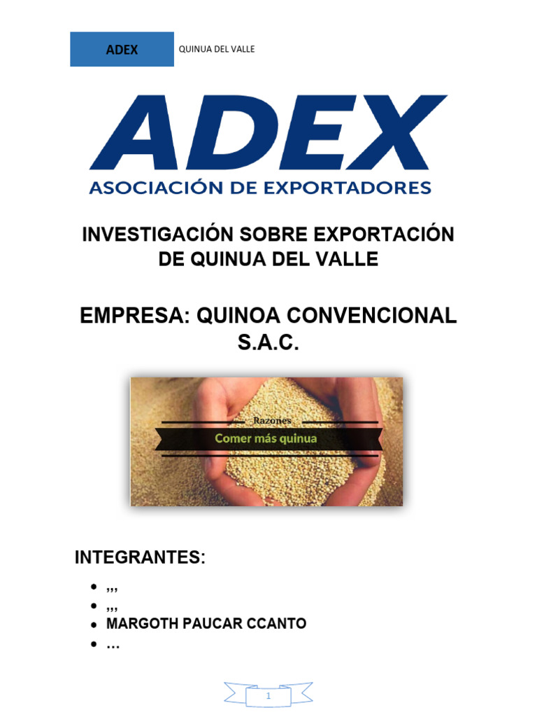 Adex Quinua | PDF | Quinua | Nutrición