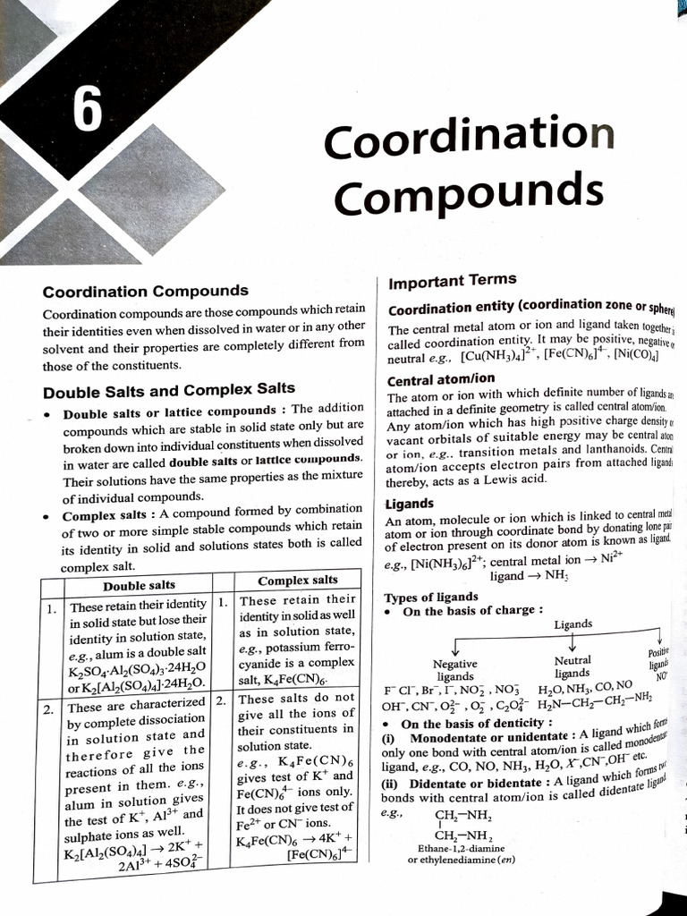 Coordination Compounds Pdf Coordination Complex Ligand