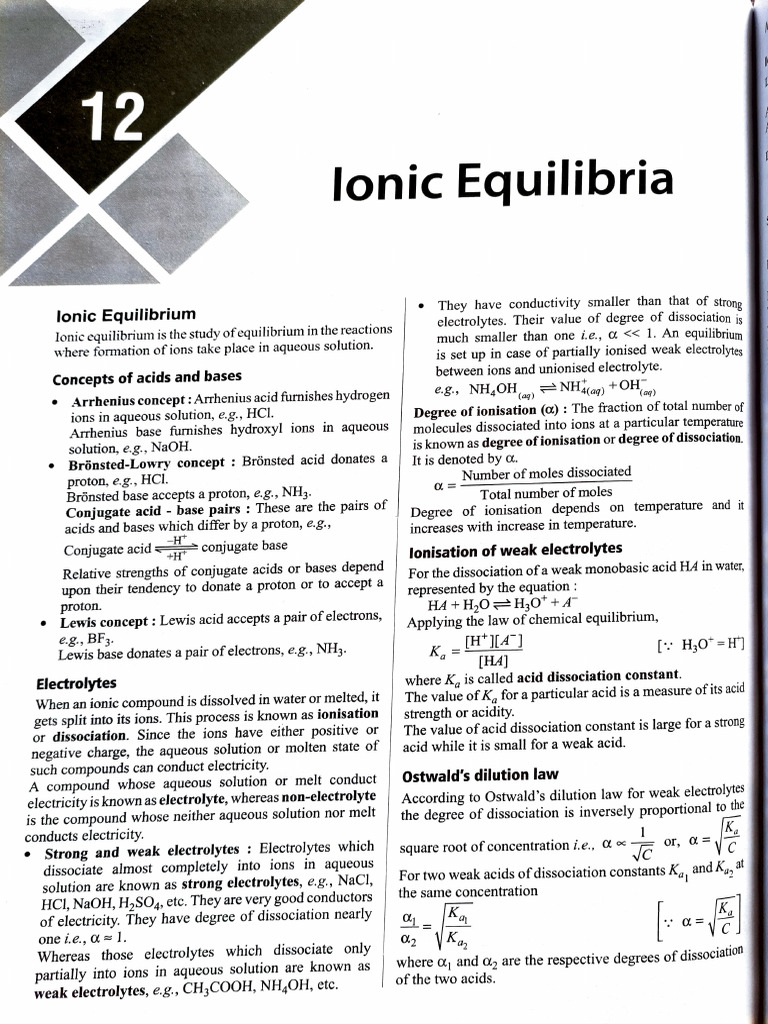 Ionic Equilibria | PDF | Acid | Ph