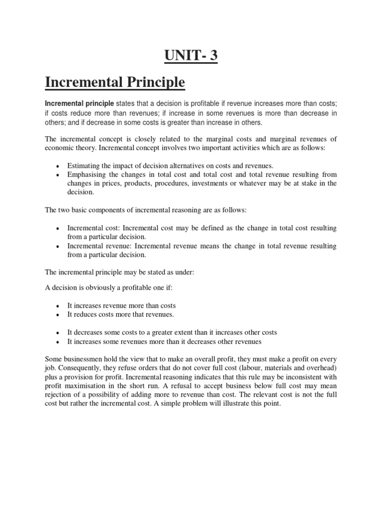 Incremental Principle | PDF | Cost | Profit (Economics)