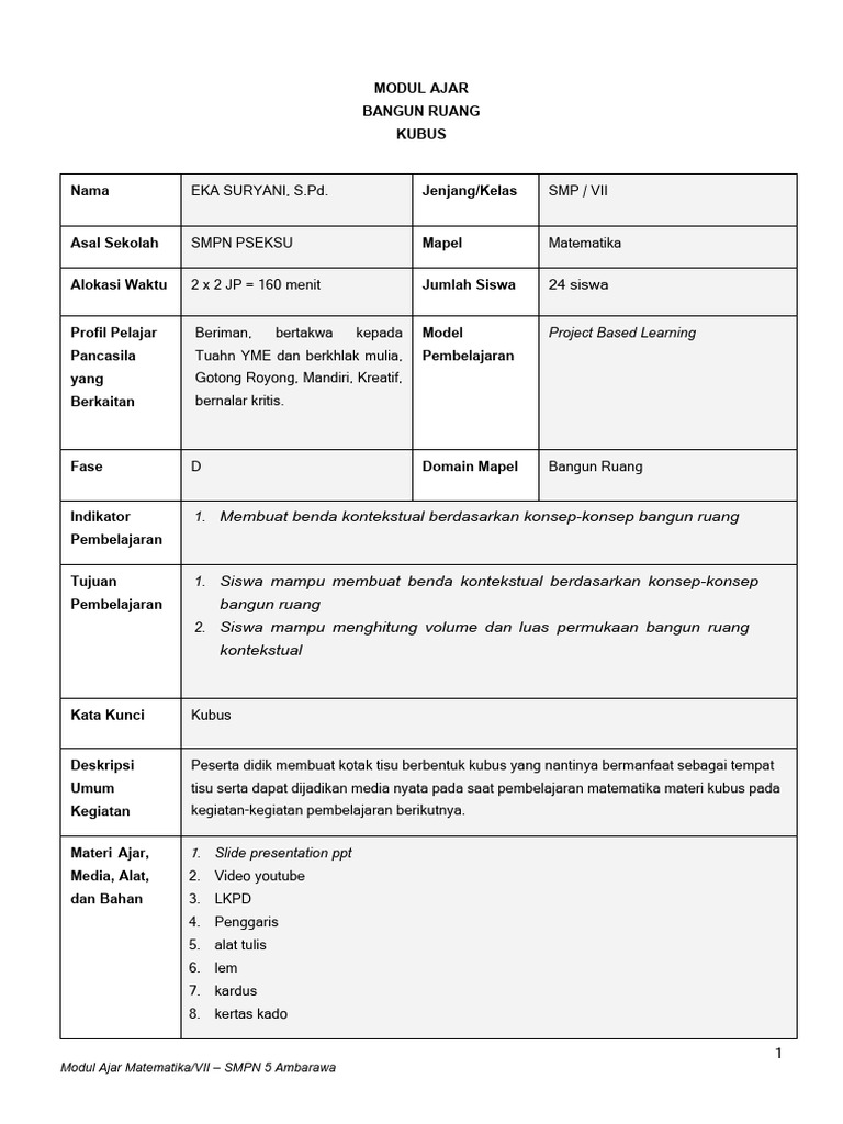 Modul Ajar PJBL - Eka Suryani | PDF