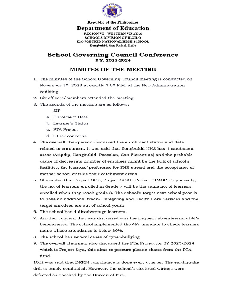 SGC Minutes of The Meeting | PDF