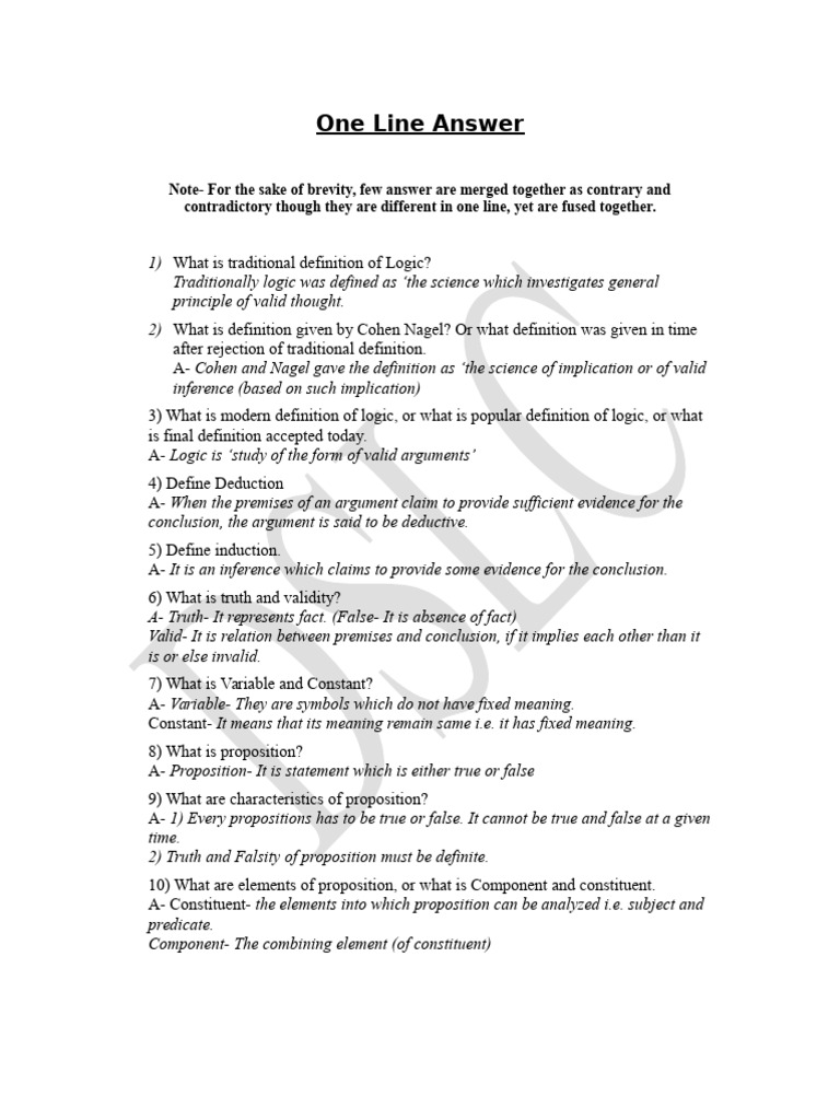 246446240-LAW-BLS-LLB-Sem-1-Logic-Notes-One-Line-Answer | PDF | Logic ...