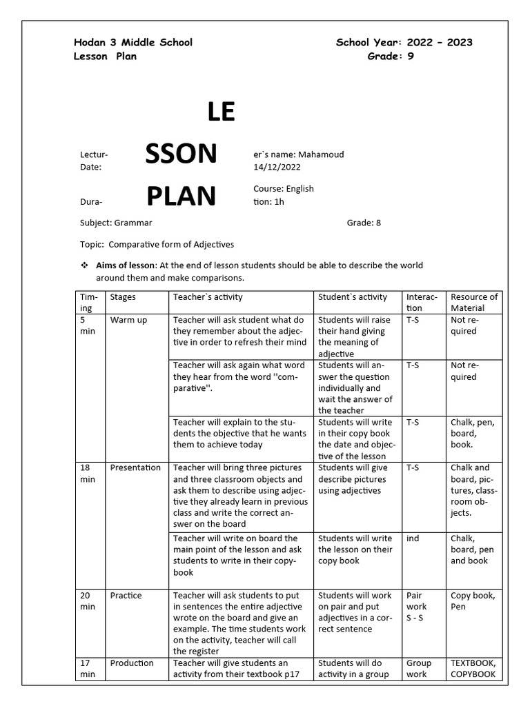 Comparative Lesson Plan | PDF
