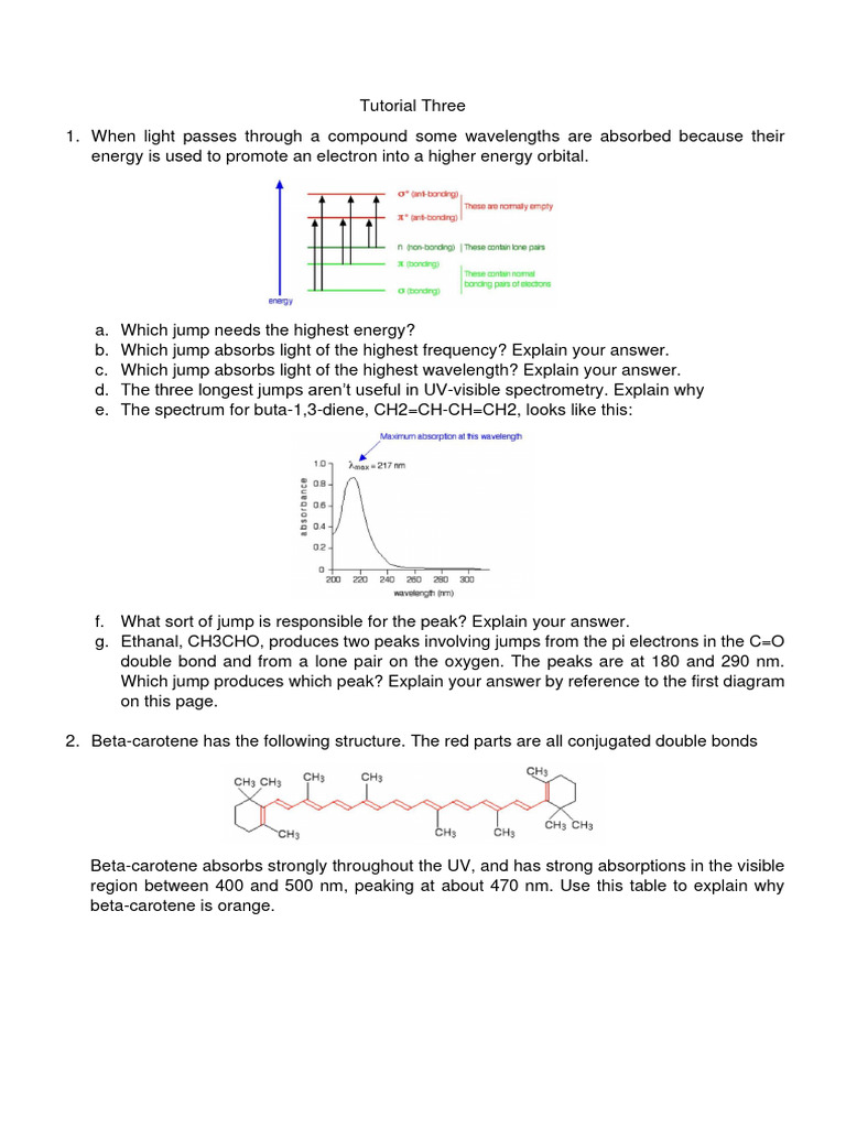 Tutorial 3 | PDF | Ultraviolet–Visible Spectroscopy | Absorbance