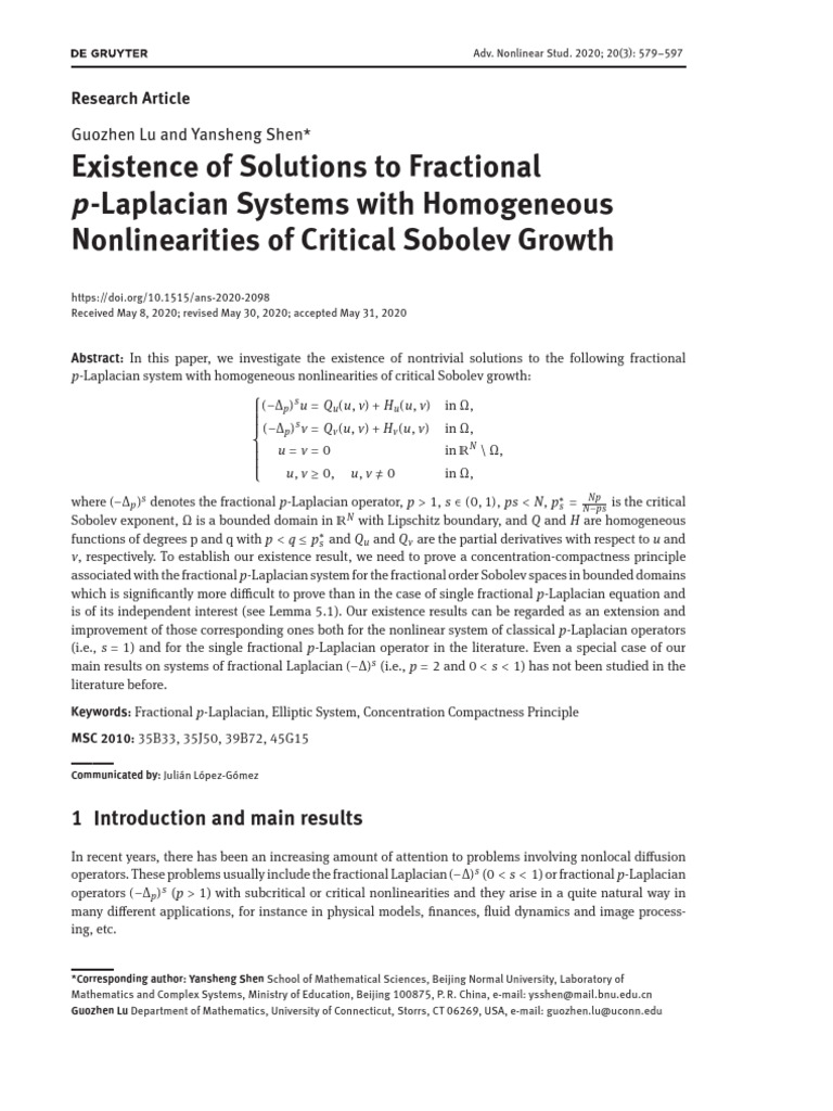 10.1515 - Ans 2020 2098 | PDF | Nonlinear System | Theorem