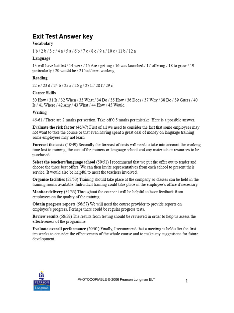 Exit_Key | PDF | Business | Learning