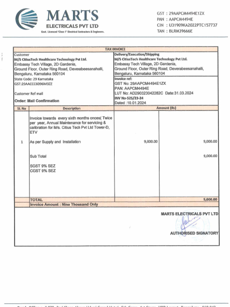 Citius Tech Bills ETV and Cessna | PDF