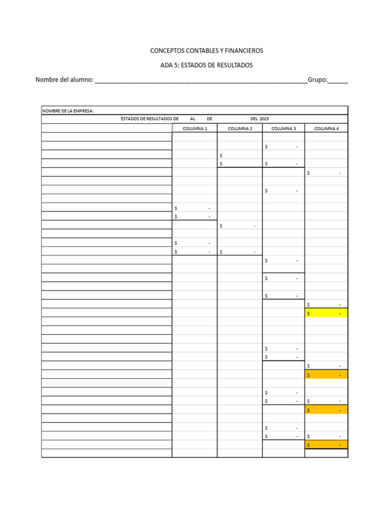 Formato Ada 5 2023-1 | PDF | Servicios financieros | Contabilidad