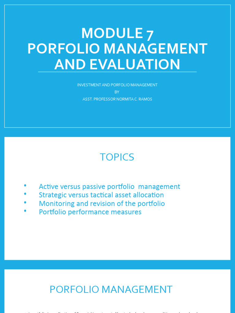 2module 7 - Investment and Porfolio Management | PDF | Asset Allocation ...