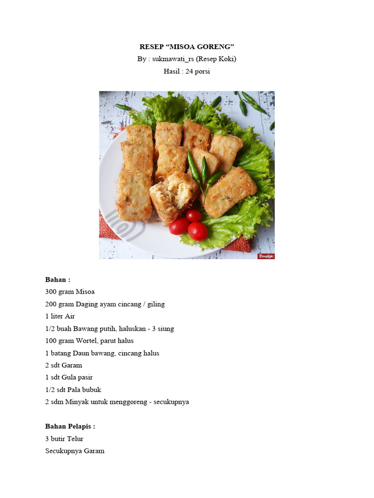 Resep Tahu, Misoa, Nugget | PDF | Memasak, Makanan, & Anggur ...