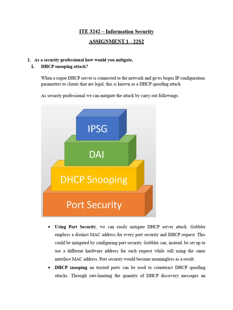 Mitigating DHCP and ARP Attacks in Security | PDF