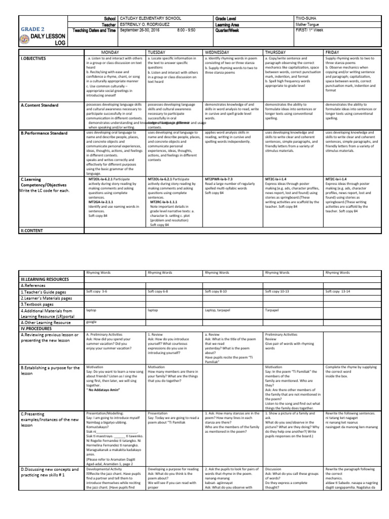 1ST QRTR DLL in MTB Week 1 (Ilokano) | PDF