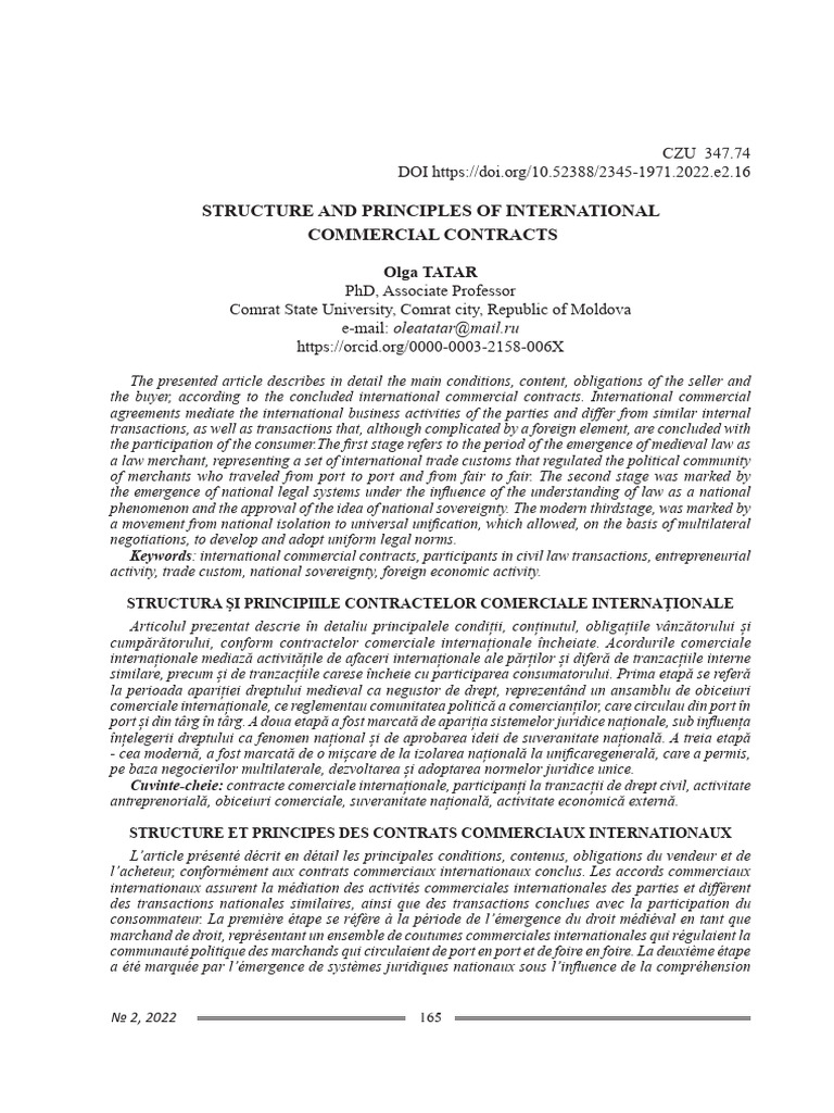 Structures and Principles of Commercial Contracts | PDF | Law