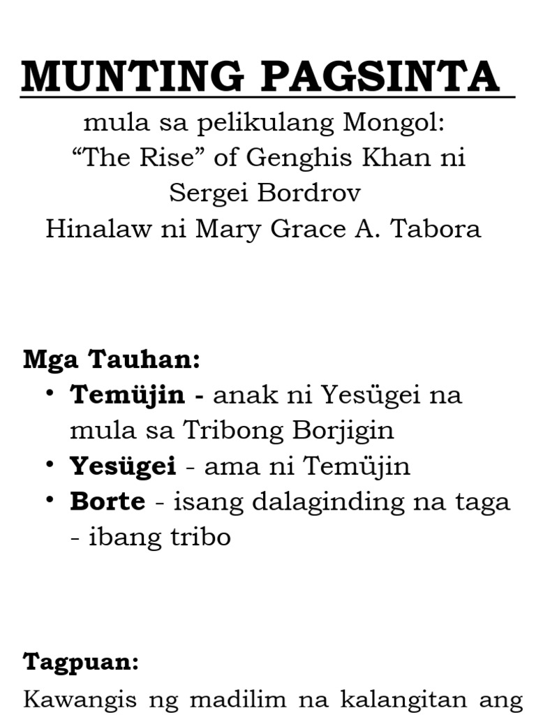 Munting Pagsinta | PDF