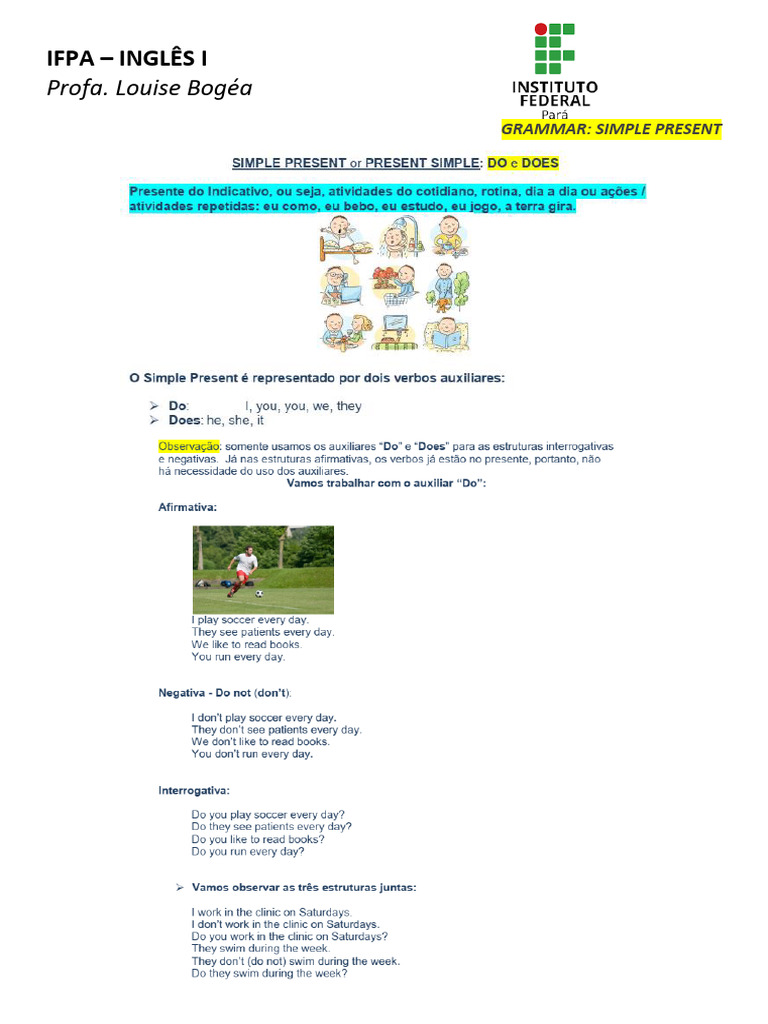 Review Simple Present Apostila | PDF