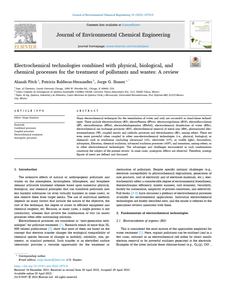 2022 Electrochemical Technologies Combined With Physical, Biological ...